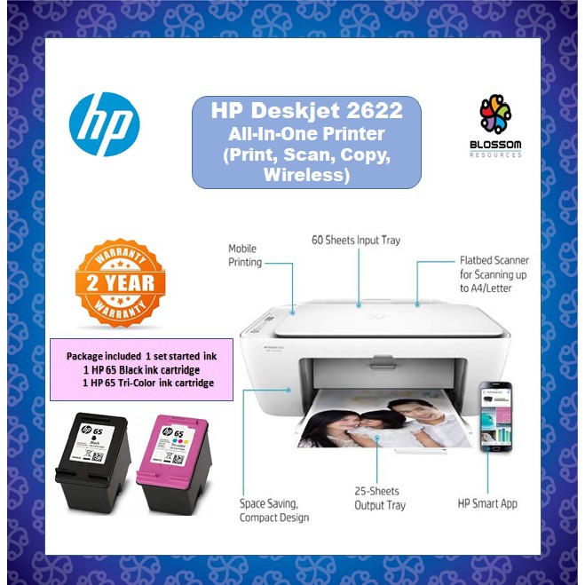 HP DeskJet 2622 All-In-One Printer ( Print, Scan, Copy, Wireless ...