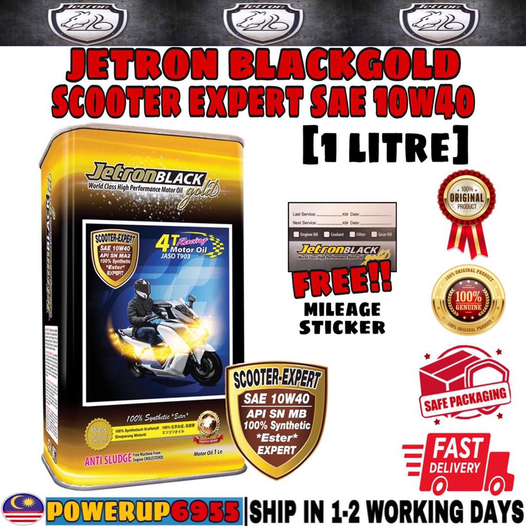 JETRON BLACKGOLD SCOOTER EXPERT SAE 10W40 0.9L FULLY SYNTHETIC ESTER ...