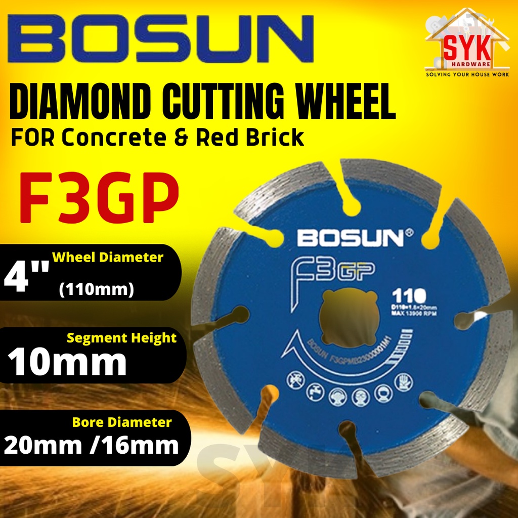 Syk Bosun F3gp 110mm General Purpose Diamond Cutting Wheel Concrete Red