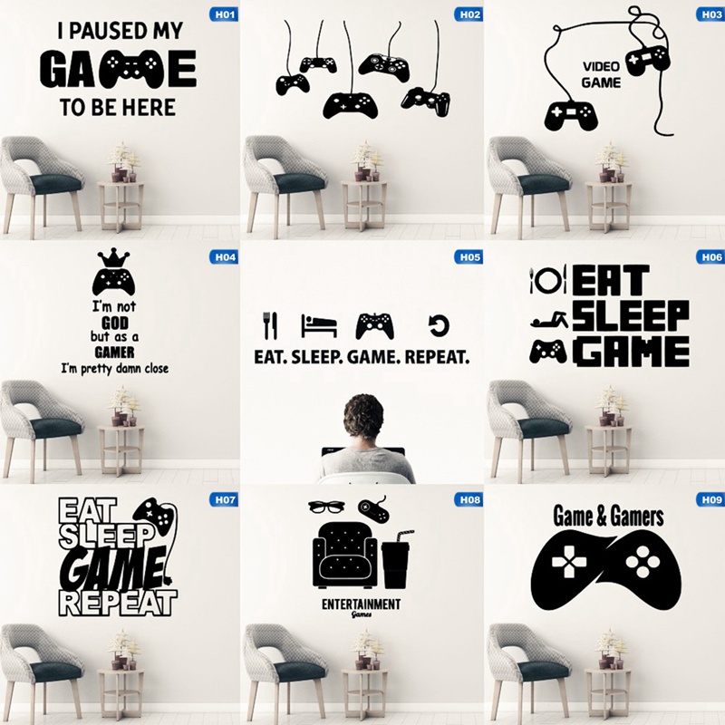 Eat Sleep Game Sticker Repeat Play Game Room Decal Gaming Posters Gamer ...