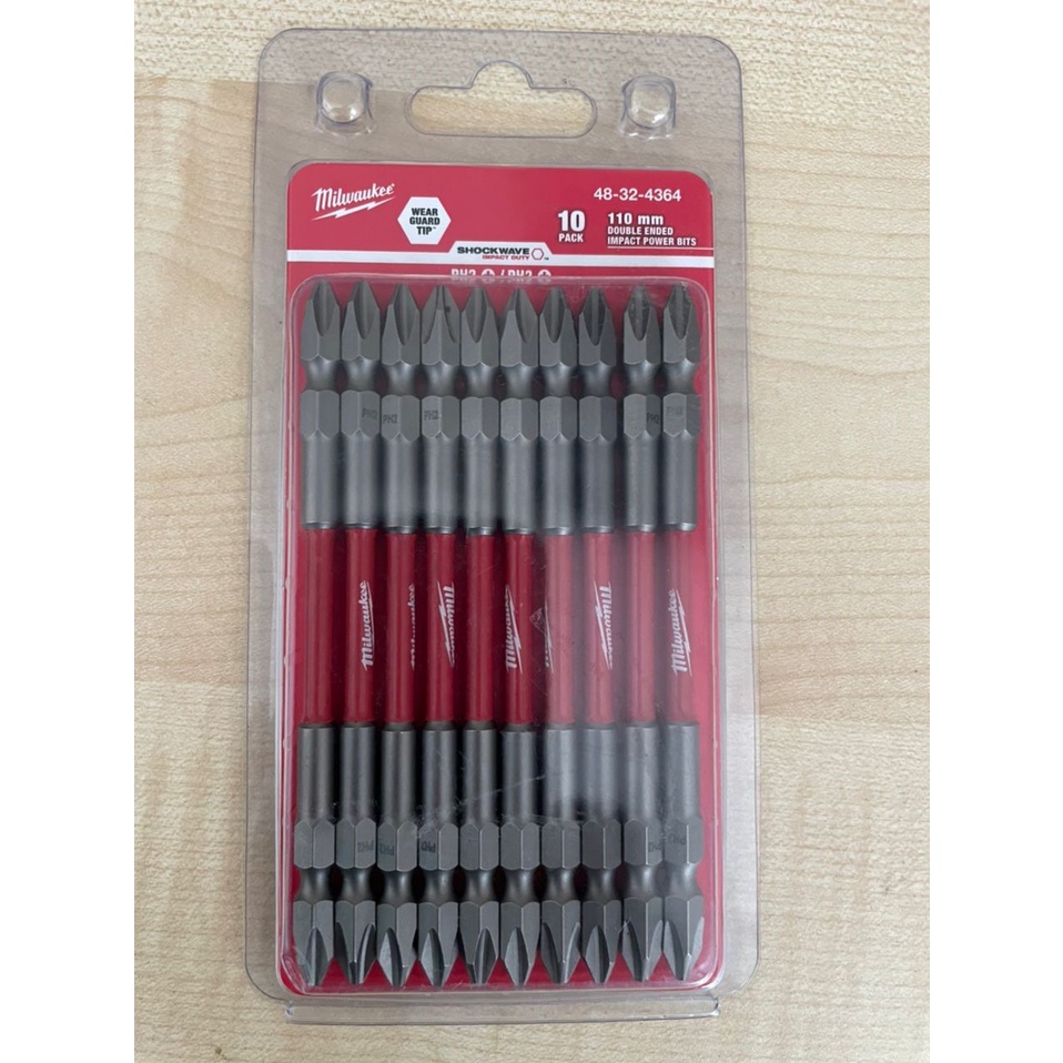 10pcs Milwaukee 65mm/110mm SHOCKWAVE™ Double End Bit / Magnetic ...