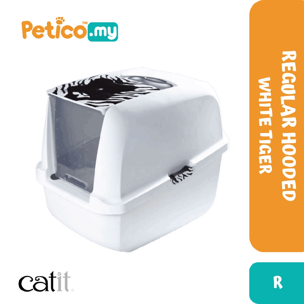Catit Regular Hooded Cat Litter Box White Tiger | Shopee Malaysia