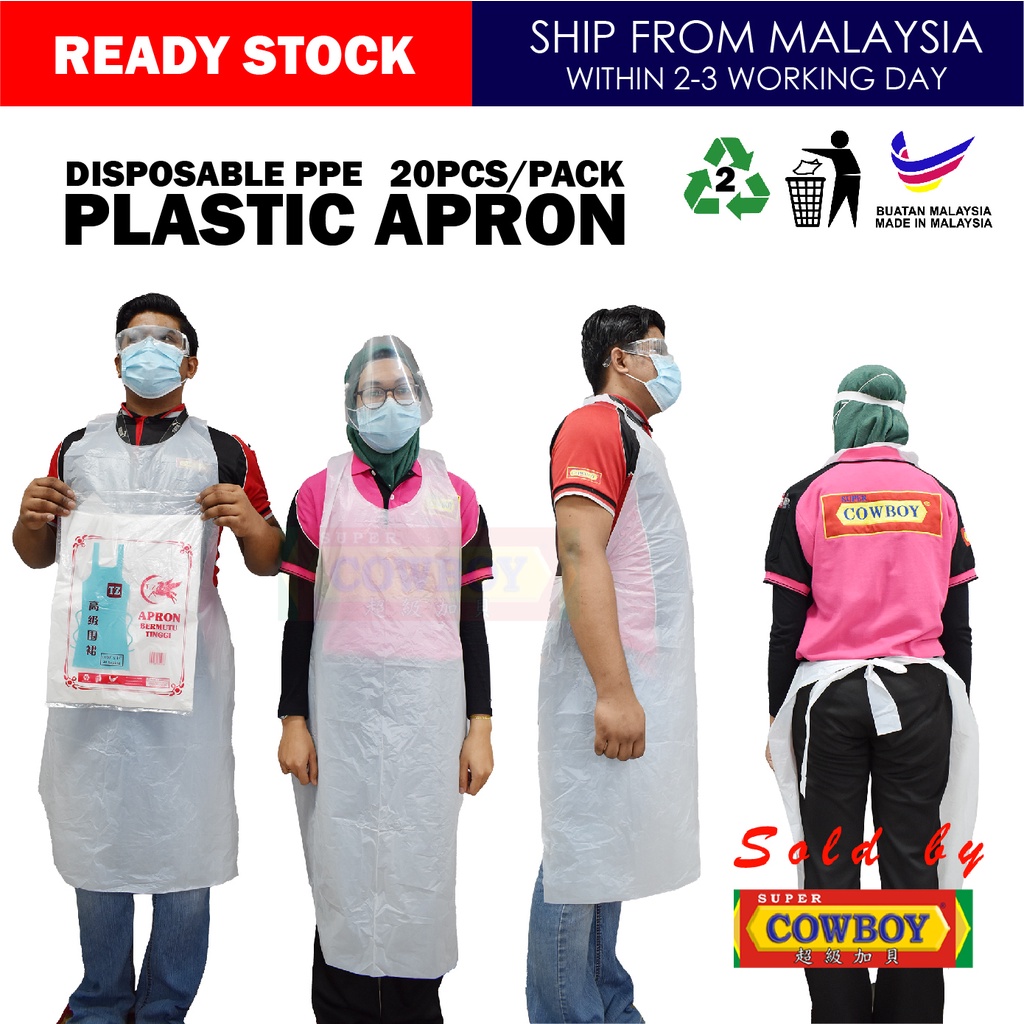 Disposable PPE Plastic Aprons Plastik Apron Pakai Buang Plastic Apron ...