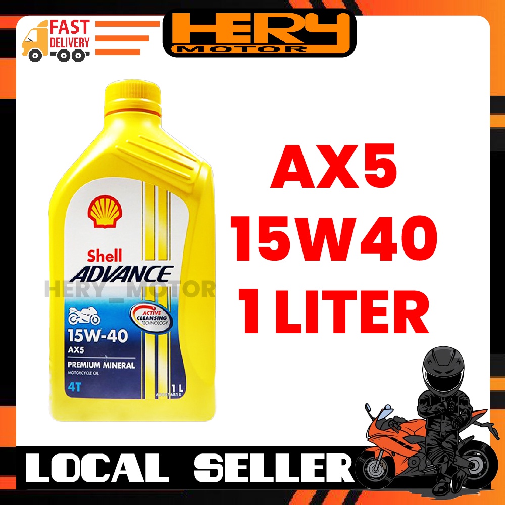 SHELL ADVANCE AX5 15W-40 1L API SL JASO MA 100% ORIGINAL MINYAK HITAM ...