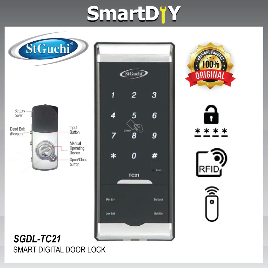 ST GUCHI SGDL-TC21 SMART DIGITAL DOOR LOCK | Shopee Malaysia