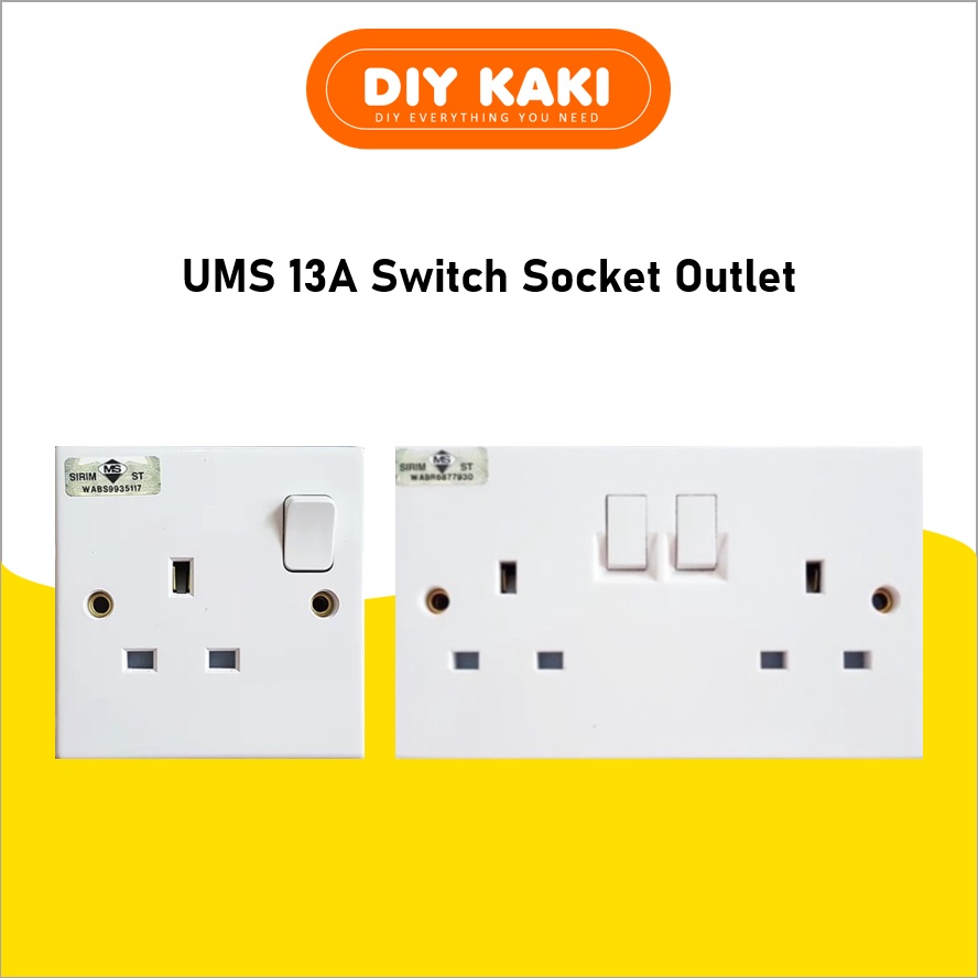 UMS 1 Gang 2 Gang 3 Pin 13A 250V 3 Pin Switch Socket Outlet [13A ...