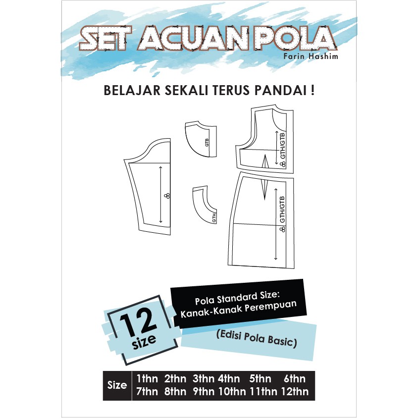 (POLA BASIC) 12 SET POLA STANDART SIZE - KANAK-KANAK PEREMPUAN + VIDEO ...