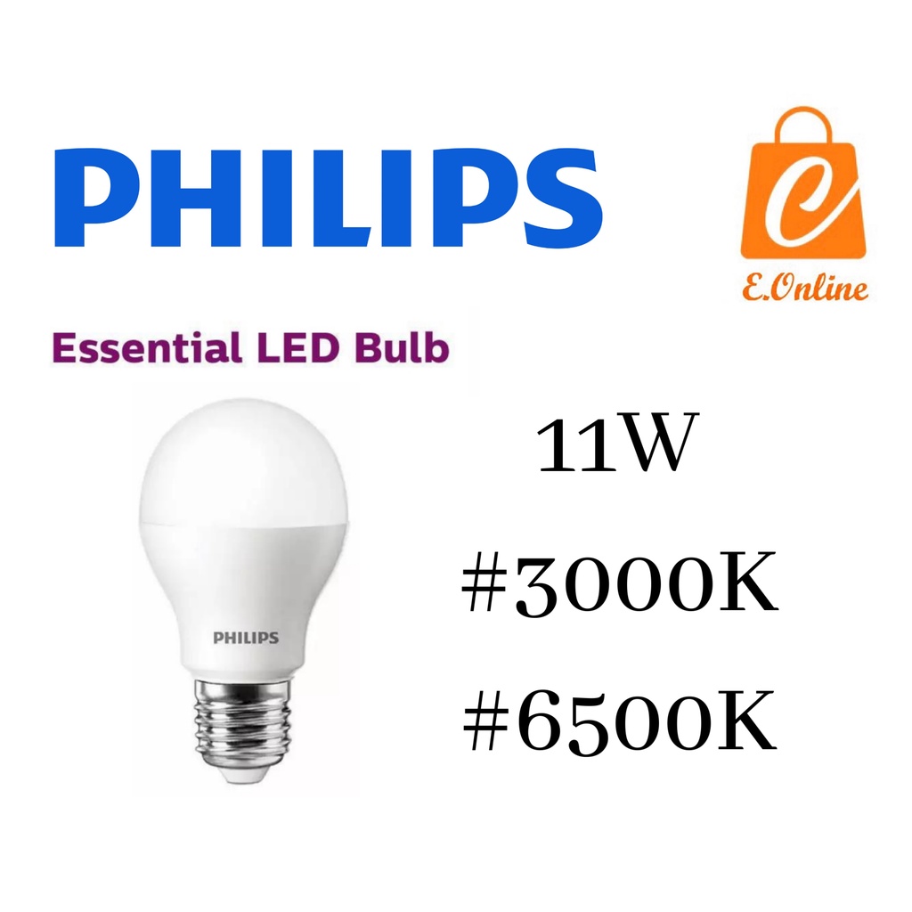 PHILIPS ESSENTIAL LED BULB 11W E27 (3000K / 6500K) | Shopee Malaysia