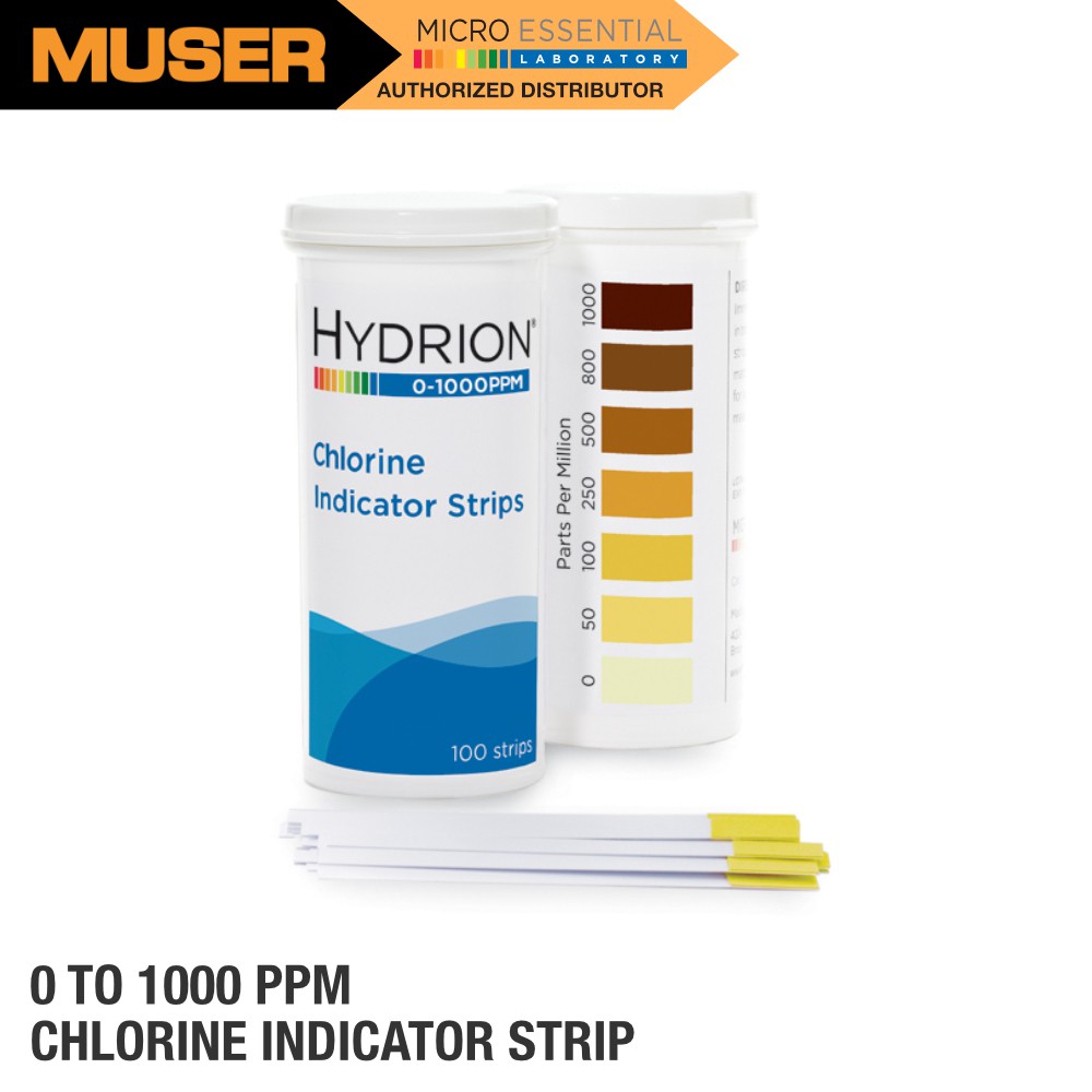 Micro Essential Hydrion CH-1000 Chlorine Indicator Test Strip 0-1000ppm ...