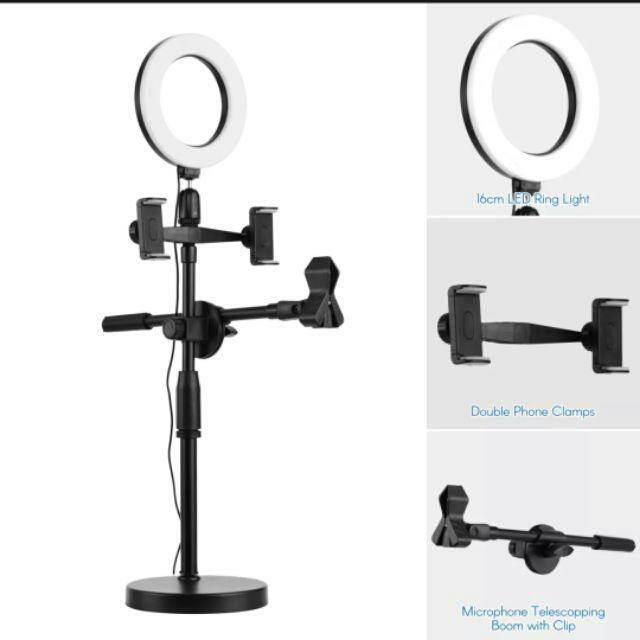 Microphone⌵ Live Streaming Ring Light 16cm Microphone Table Stand With ...