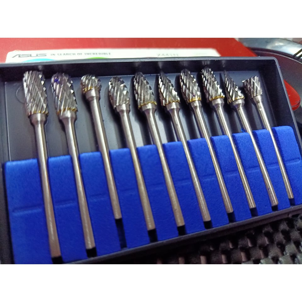 10Pcs Tungsten Carbide Double Cut Rotary Point Burr 1/8" 3*6mm Shank ...