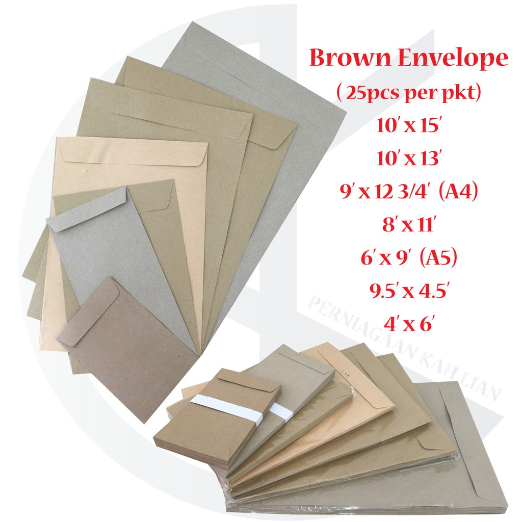 Brown Manila Envelope 25 pcs per pkt Size A5 / A4 Ready Stock | Shopee ...
