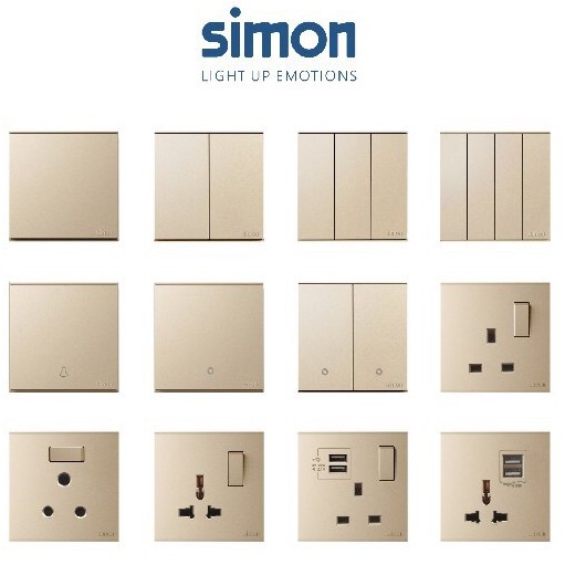 Simon E6 Series Switch / Switches & Socket Outlet FULL Champagne ...