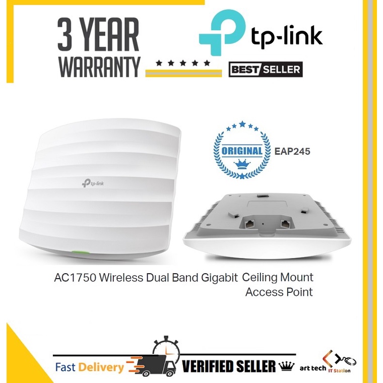 TP-LINK EAP245 AC1750 Wireless MU-MIMO Gigabit Ceiling Mount Access ...