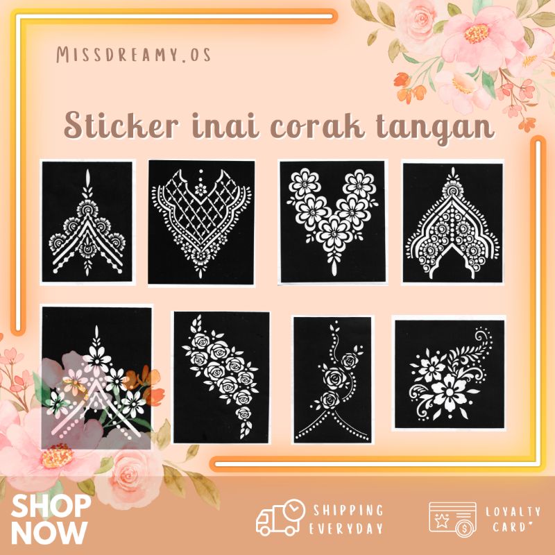 sticker inai kecik stiker inai corak menarik viral sticker inai celup ...