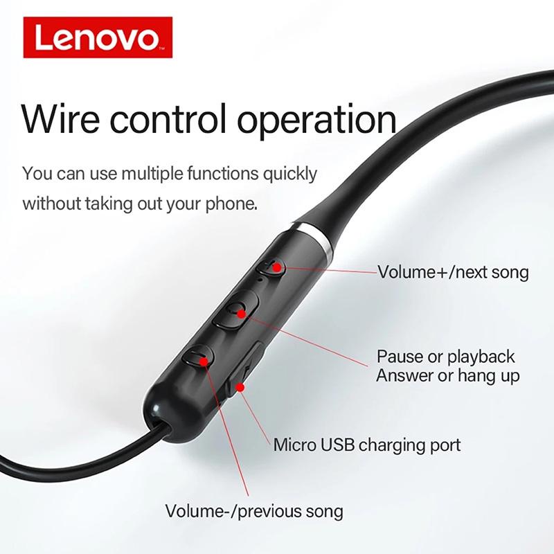 Lenovo HE06 Neckband Wireless Bluetooth Earphone In-Ear Headset with ...