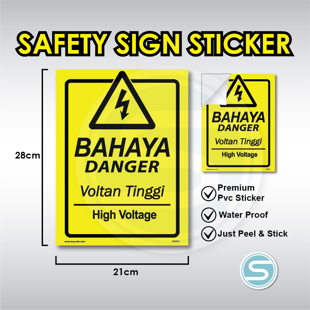 Safety Sign Sticker warning stickers Notice Sign bahaya awas danger ...
