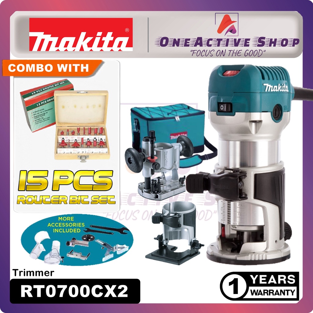 MAKITA 710W Trimmer 6mm (1/4"), 8mm (3/8") RT0700C / RT0700CX2 - 1 Year ...