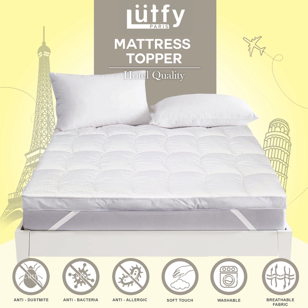 **High Quality** Lutfy Paris Mattress Topper Hotel Quality 5cm Bed Pad ...