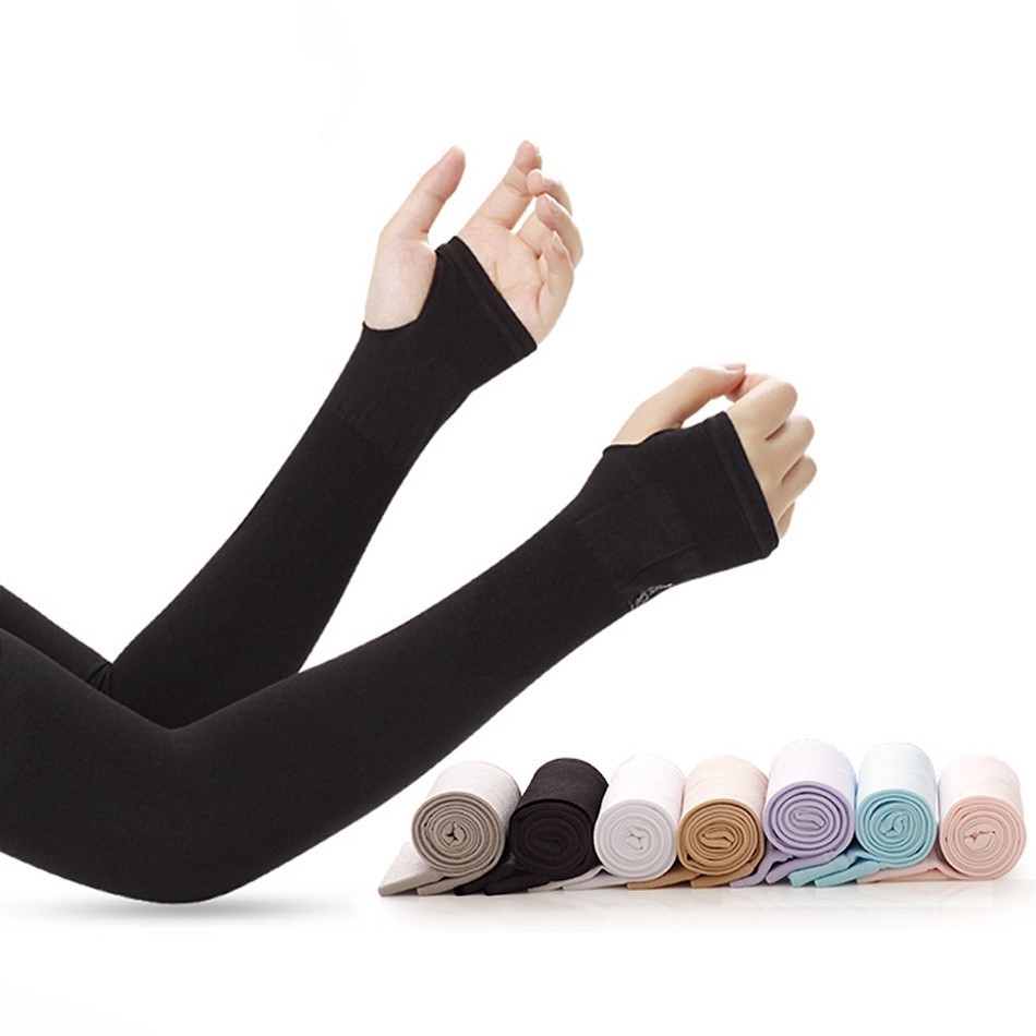 1 Pair Men Women Thin Long Arm Sleeves / Summer Sun UV Protection Ice ...