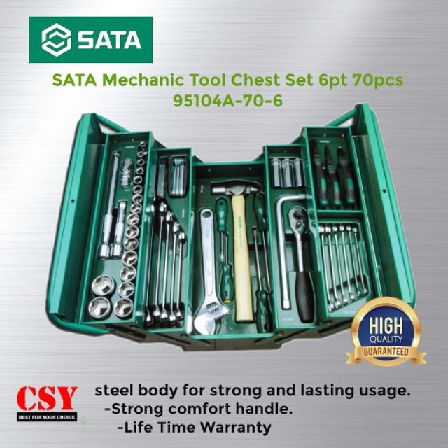 SATA 95104A-70-6 70pcs Cantilever Mechanic Tool Chest & Tray Set with ...
