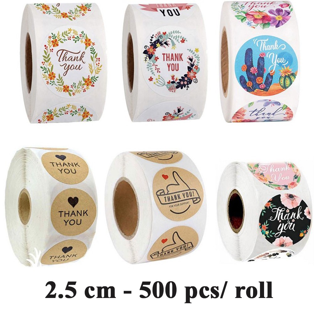 500pcs/roll Thank You Sticker Seal Label Birthday Party Packing Label ...