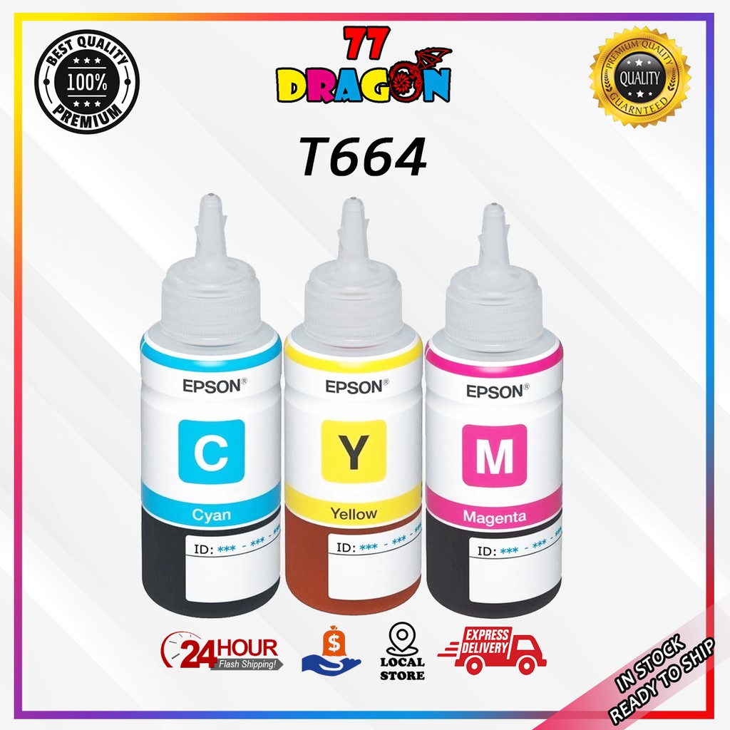 EPSON T664 ORIGINAL REFILL INK CYM for L210,L310,L360,L405,L565,L1300 ...
