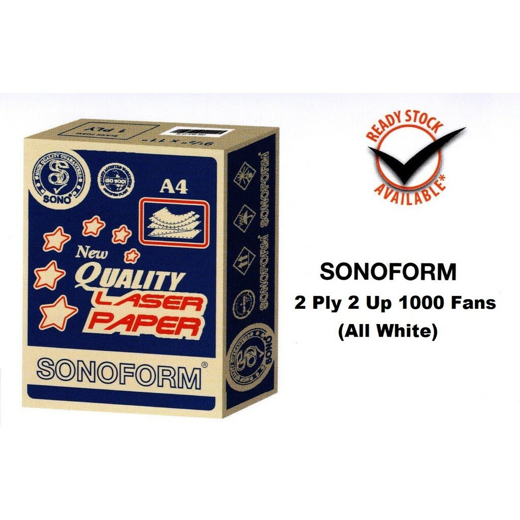 (1000 Fans) Sonoform 9.5" x 11" 2 Ply 2 Up NCR Paper Computer Form (All ...