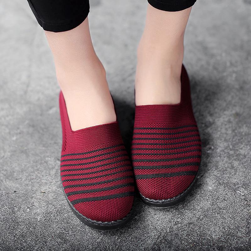 Saiz Besar 35-41 Kasut Flat Wanita Kasut Kasual Hitam / Merah Bernafas ...