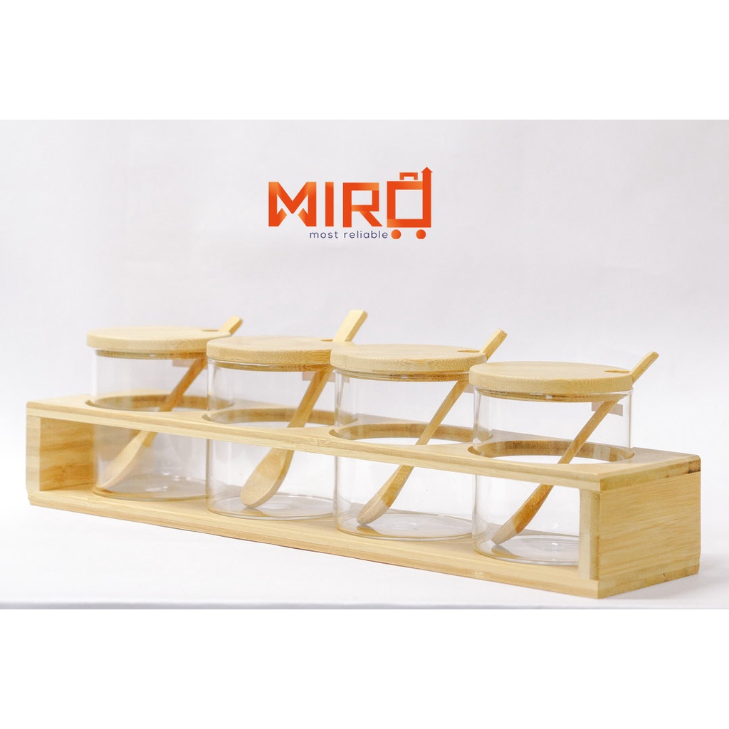 4 Pcs/Set Seasoning Jar Rempah Gula Garam Kayu Nordic Spice Tool Bottle ...