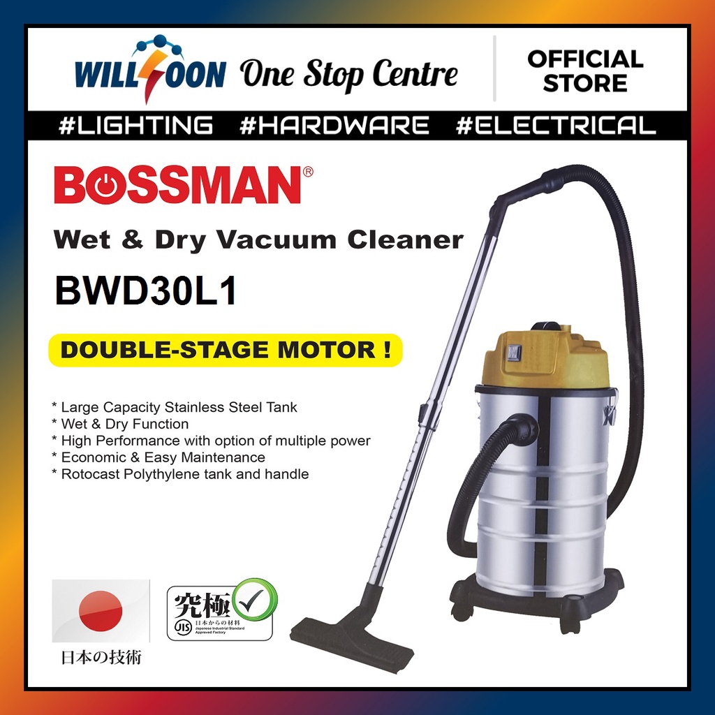 BOSSMAN 30L Wet & Dry Industrial Vacuum Cleaner BWD30L1 | Shopee Malaysia