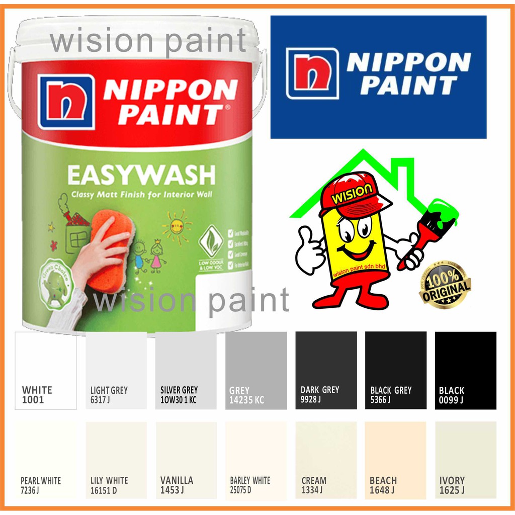 5L Nippon Paint easy wash white / ( nippon easywash ）mixed / cat nippon paint/ wall paint /a ...