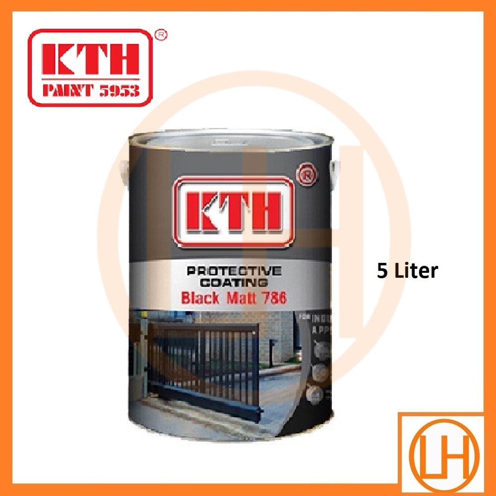KTH Black Matt Flat Paint - 786 - 5 Liter - Cat Hitam Mati - Tak Kilat ...