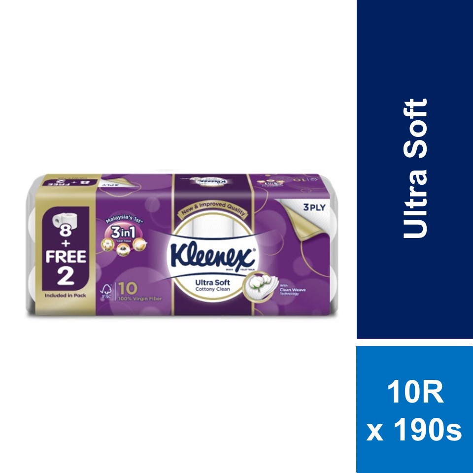 Kleenex Bath Tissue Clean Care Regular 3 Ply 190s x 10R | Shopee Malaysia
