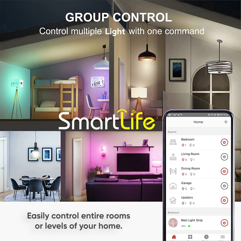 SmartLife Smart LED Ceiling Light WiFi APP Control Remote Dimmable ...