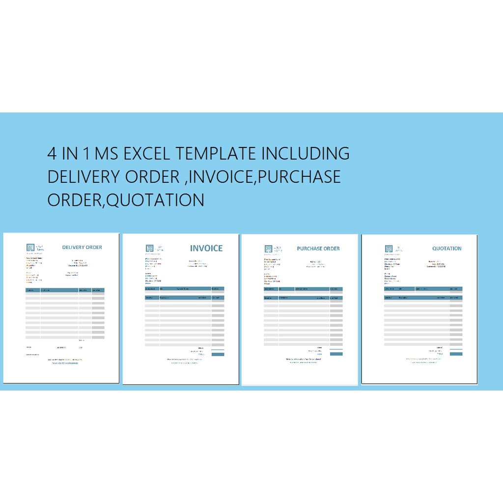 QUOTATION ,PURCHASE ORDER , DELIVERY ORDER,INVOICE COMPLETE 4 IN 1 ...