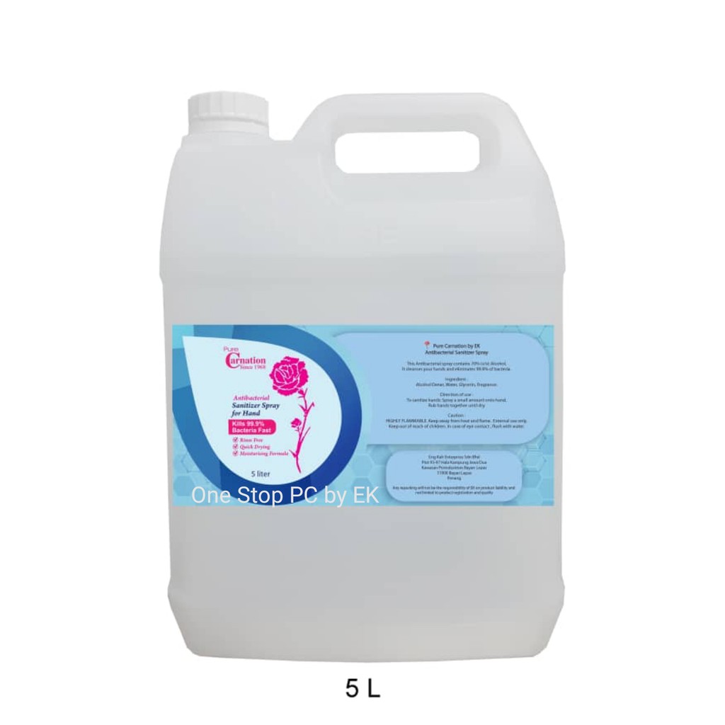 Pure Carnation Antibacterial Hand Sanitizer 5L (Liquid Type) | Shopee ...