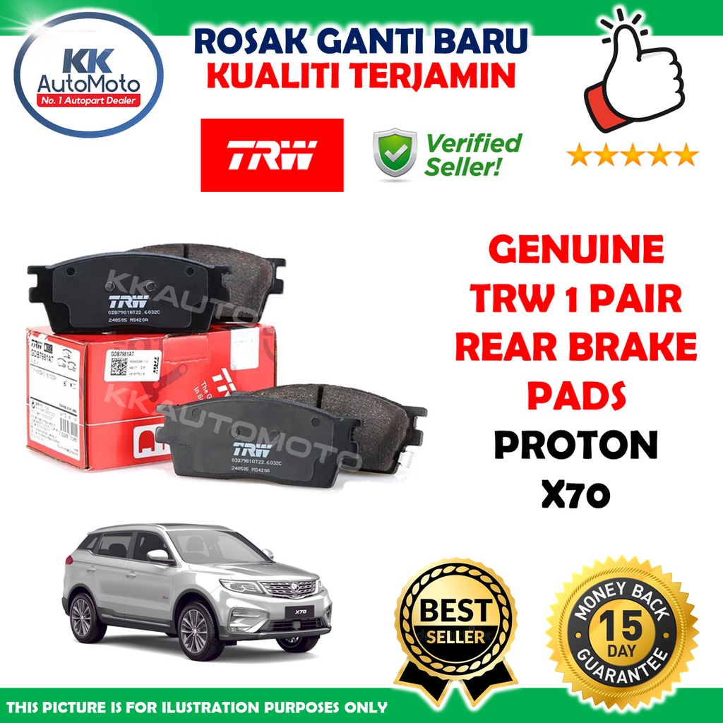 Proton X70 Geely Boyue - Genuine TRW ATEC Pair Rear Brake Pads Set Brek ...
