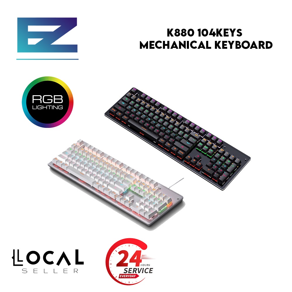 (READY STOCK) K880 RGB Real Mechanical Keyboard 104 Blue Switch Button/Gaming Keyboard | Shopee ...