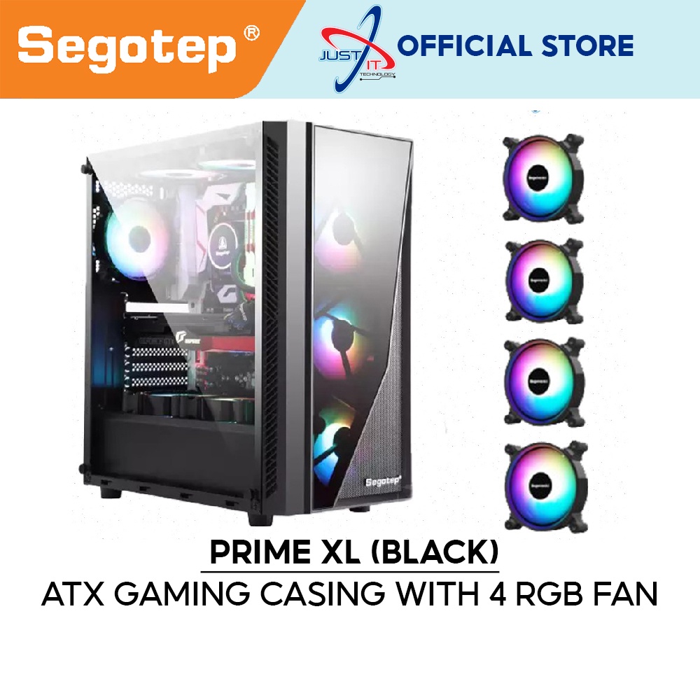 SEGOTEP Prime XL ATX TG GAMING CASE WITH 4 RGB FAN | Shopee Malaysia