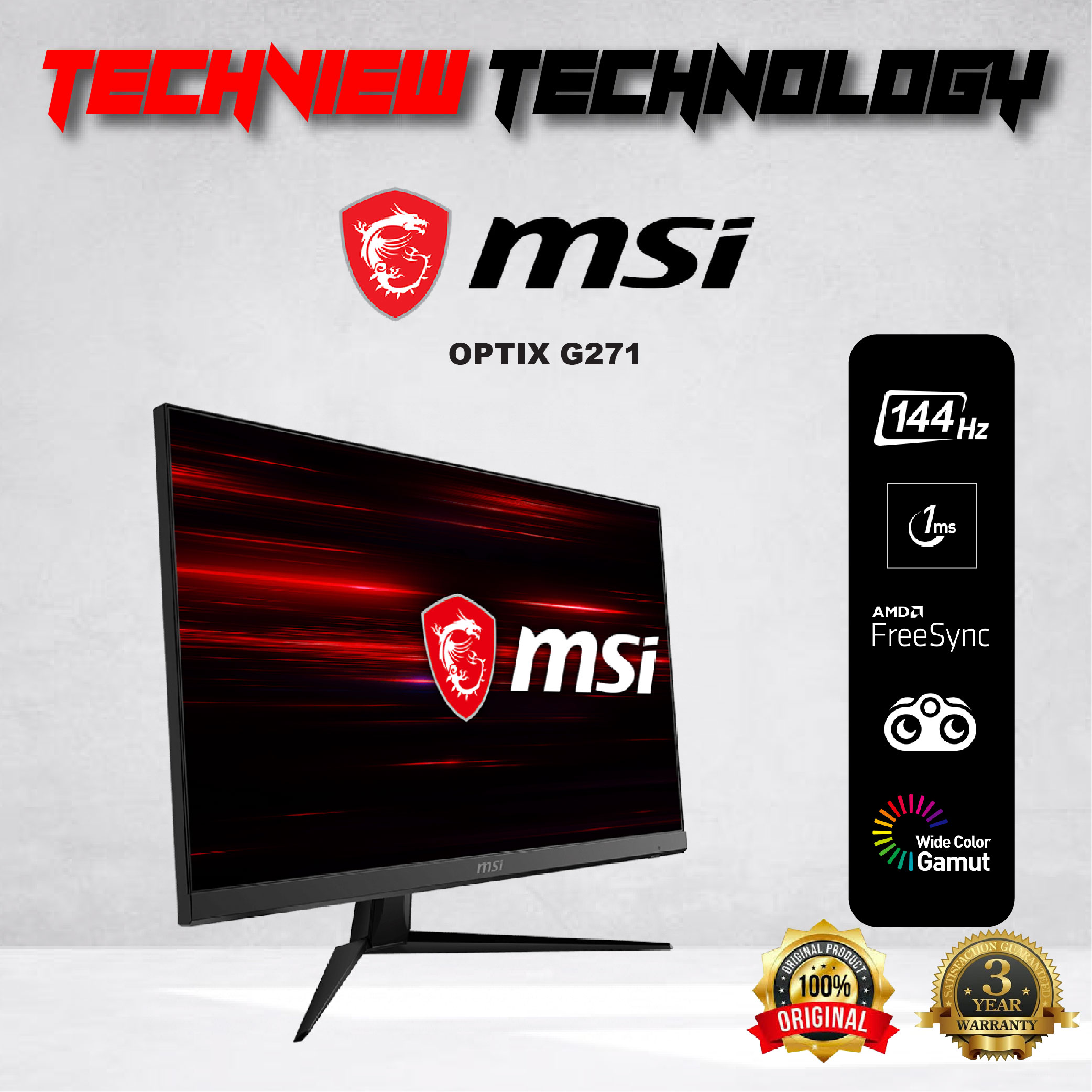 Msi optix g271 27" full hd 144hz freesync ips esports gaming monitor | BeeCost