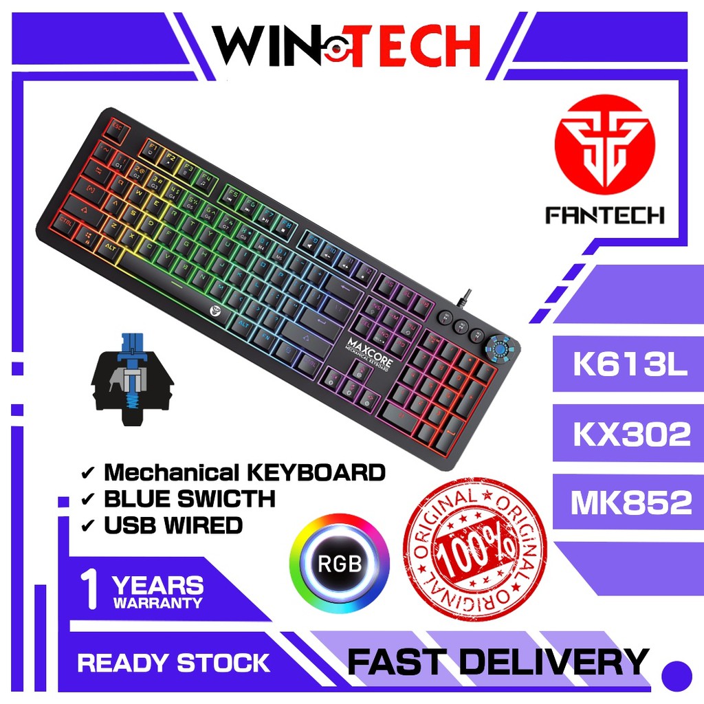 Fantech rgb mechanical Gaming wired Keyboard Backlit Membrane blue ...