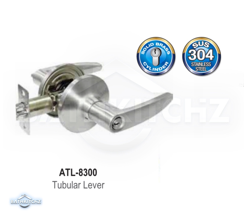 ARMOR SUS 304 Tubular Lever Door Lock with Key Silver ATL-8300 Handle ...