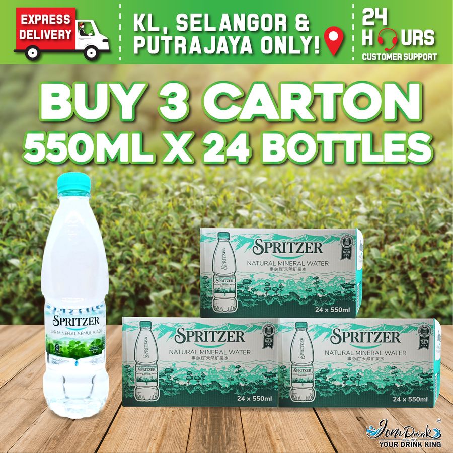 BUNDLE OF 3 CARTONS: SPRITZER MINERAL WATER 550ML x 24 BOTTLES | Shopee Malaysia