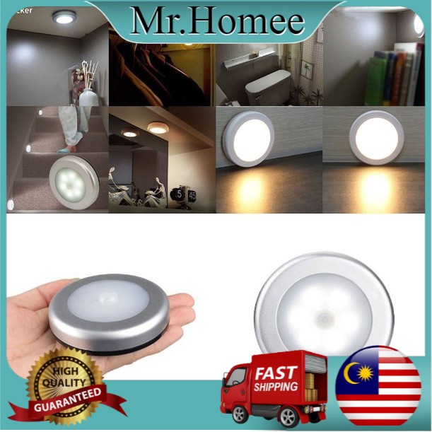Mini Wireless 3 LED light Push Touch Lamp Kitchen Cabinet Closet Night ...