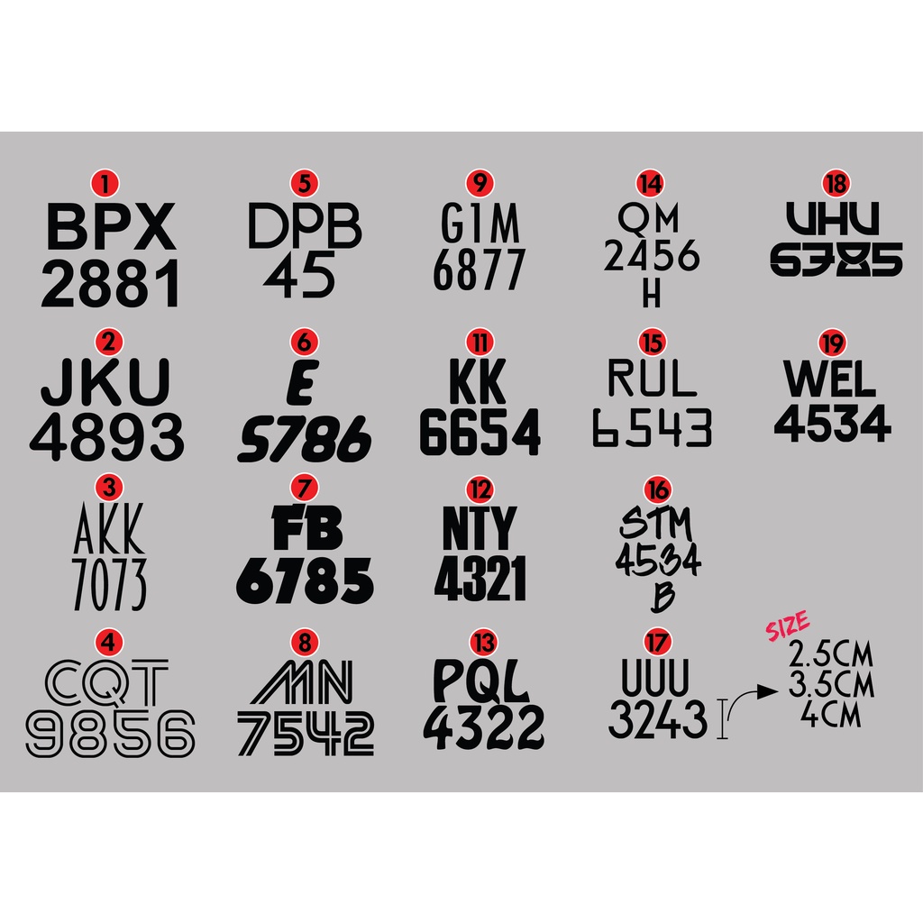 Sticker number plate motor (Tulisan Putih Sahaja) | Shopee Malaysia