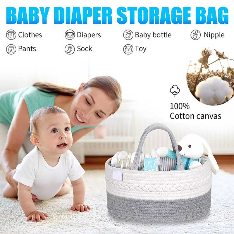 Baby Diaper Caddy Storage Box 100% Cotton Stylish Nursery Storage ...