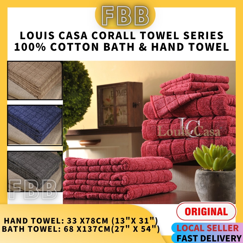 LOUIS CASA 100% COTTON TOWEL CORALL TOWEL SERIES Premium Quality Towel ...