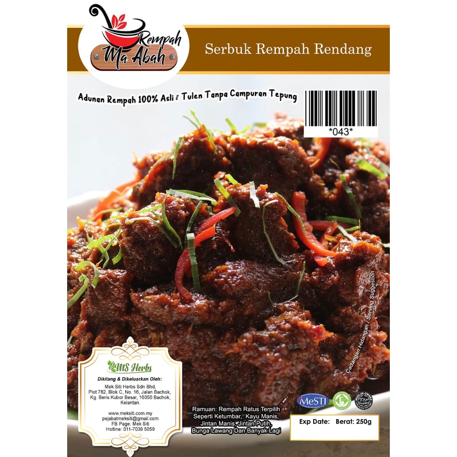 Serbuk Rempah Rendang 250 g | Shopee Malaysia