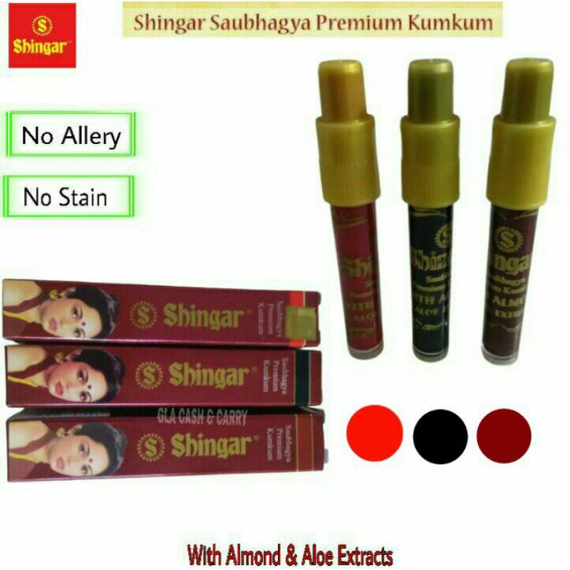 Shingar Liquid Bindi/Pottu With Almond & Aloe Extract (Red, Black, Deep ...
